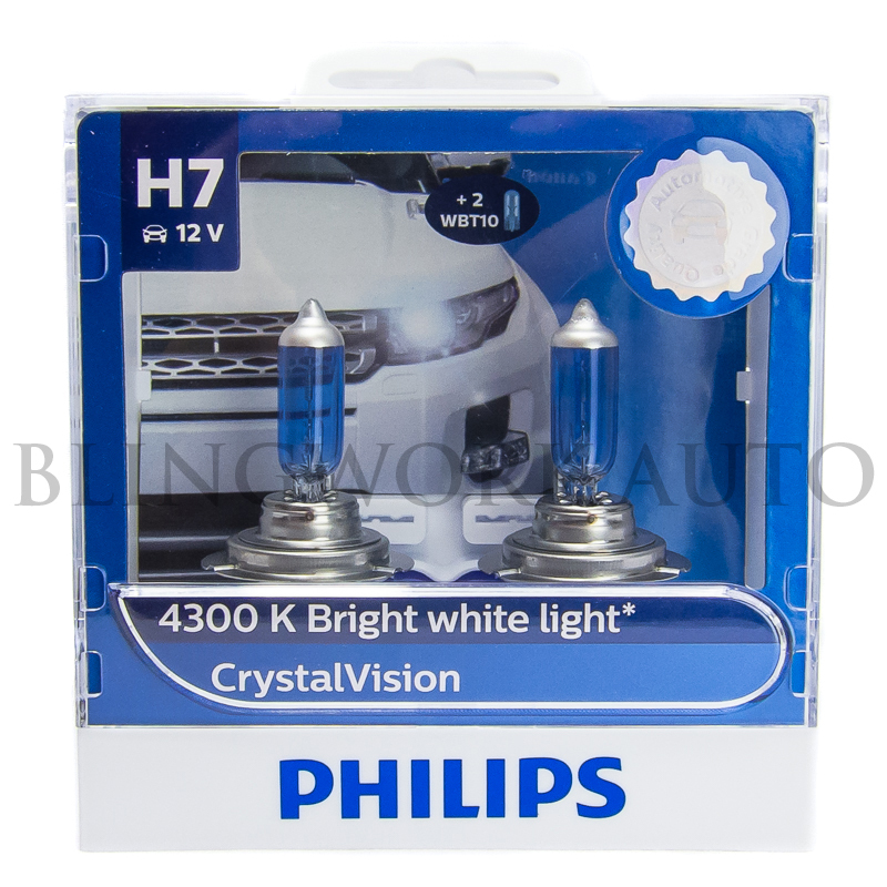 Philips H7 Crystal Vision 4300K White Halogen Bulbs